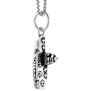 sterling silver aircraft carrier charm, 3/4 inch tall