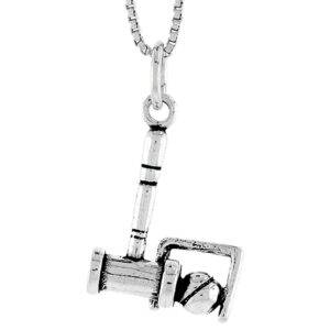 sterling silver croquet stick and ball charm, 3/4 inch tall