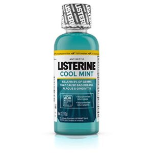 listerine cool mint antiseptic mouthwash for bad breath, plaque and gingivitis, travel size, 3.2 oz