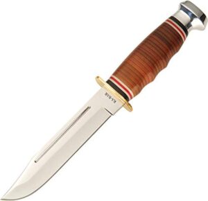 ka-bar 2-1235-2 leather handled marine hunter knife, brown, medium