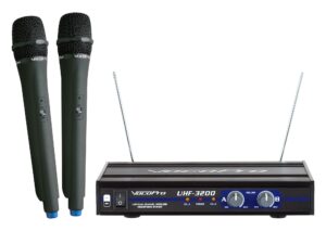 vocopro uhf-3200 uhf-dual channel wireless microphone system