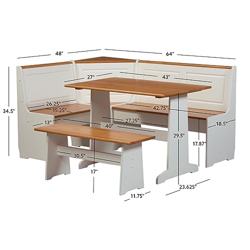 Linon Ardmore Kitchen Nook Set, White