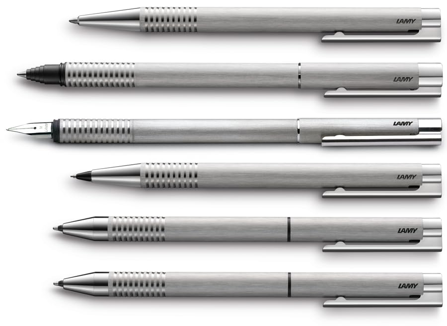 Lamy logo brushed - Ballpoint Pen in an elegant & robust stainless steel case - line width M - including large capacity refill M 16 in black