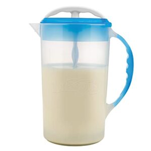 dr. brown's baby formula mixing pitcher with adjustable stopper, locking lid, & no drip spout, 32oz, bpa free, blue