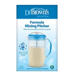 Dr. Brown's Baby Formula Mixing Pitcher with Adjustable Stopper, Locking Lid, & No Drip Spout, 32oz, BPA Free, Blue