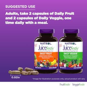 Natrol JuiceFestiv Daily Fruit & Veggie with SelenoExcell and Whole-Food [Phyto]Nutrients, Dietary Supplement Supports Better Nutrition (& overall well-being), 120 Capsules (Pack of 2), 60 Day Supply