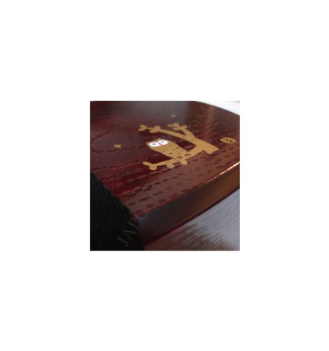 たつみや HAKOYA Range Club 51120 Men's Oval Wood Grain Bento Box, Tochi-Wood Owl