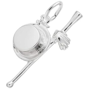 rembrandt charms top hat & cane gloves charm, sterling silver