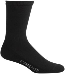 icebreaker merino lifestyle light crew socks for men, merino wool, premium winter lightweight thermal cushion socks with achilles support, reinforced toes and heels - black, medium