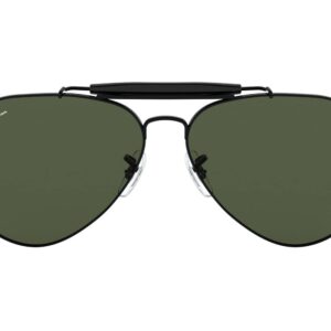 Ray-Ban RB3030 Outdoorsman I Aviator Sunglasses, Black/G-15 Green, 58 mm