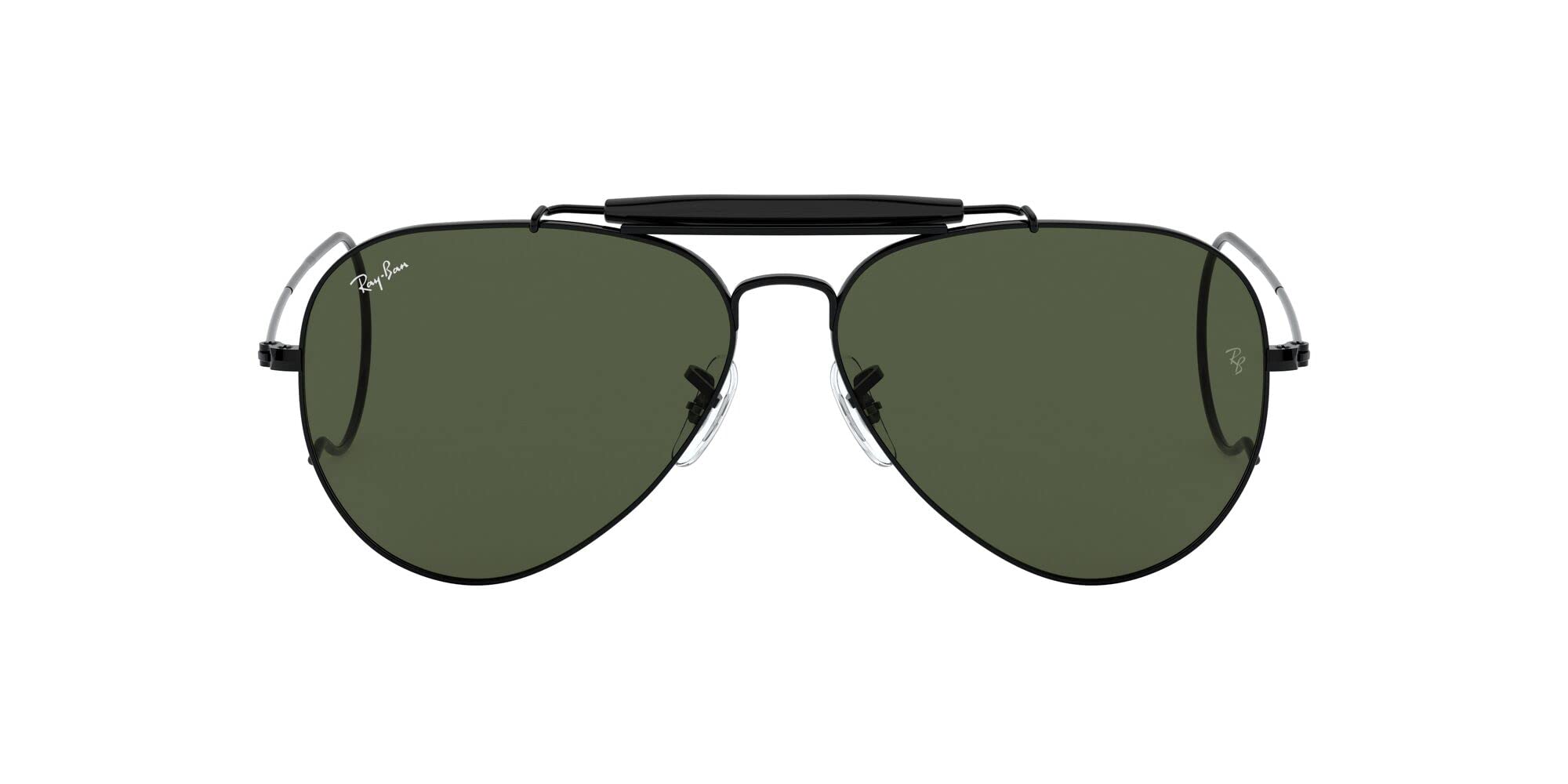 Ray-Ban RB3030 Outdoorsman I Aviator Sunglasses, Black/G-15 Green, 58 mm