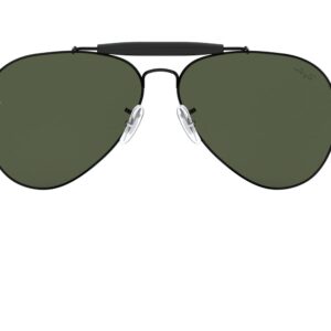 Ray-Ban RB3030 Outdoorsman I Aviator Sunglasses, Black/G-15 Green, 58 mm