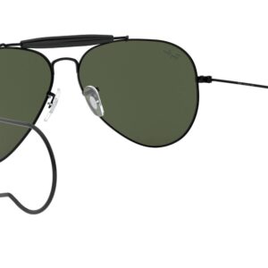 Ray-Ban RB3030 Outdoorsman I Aviator Sunglasses, Black/G-15 Green, 58 mm