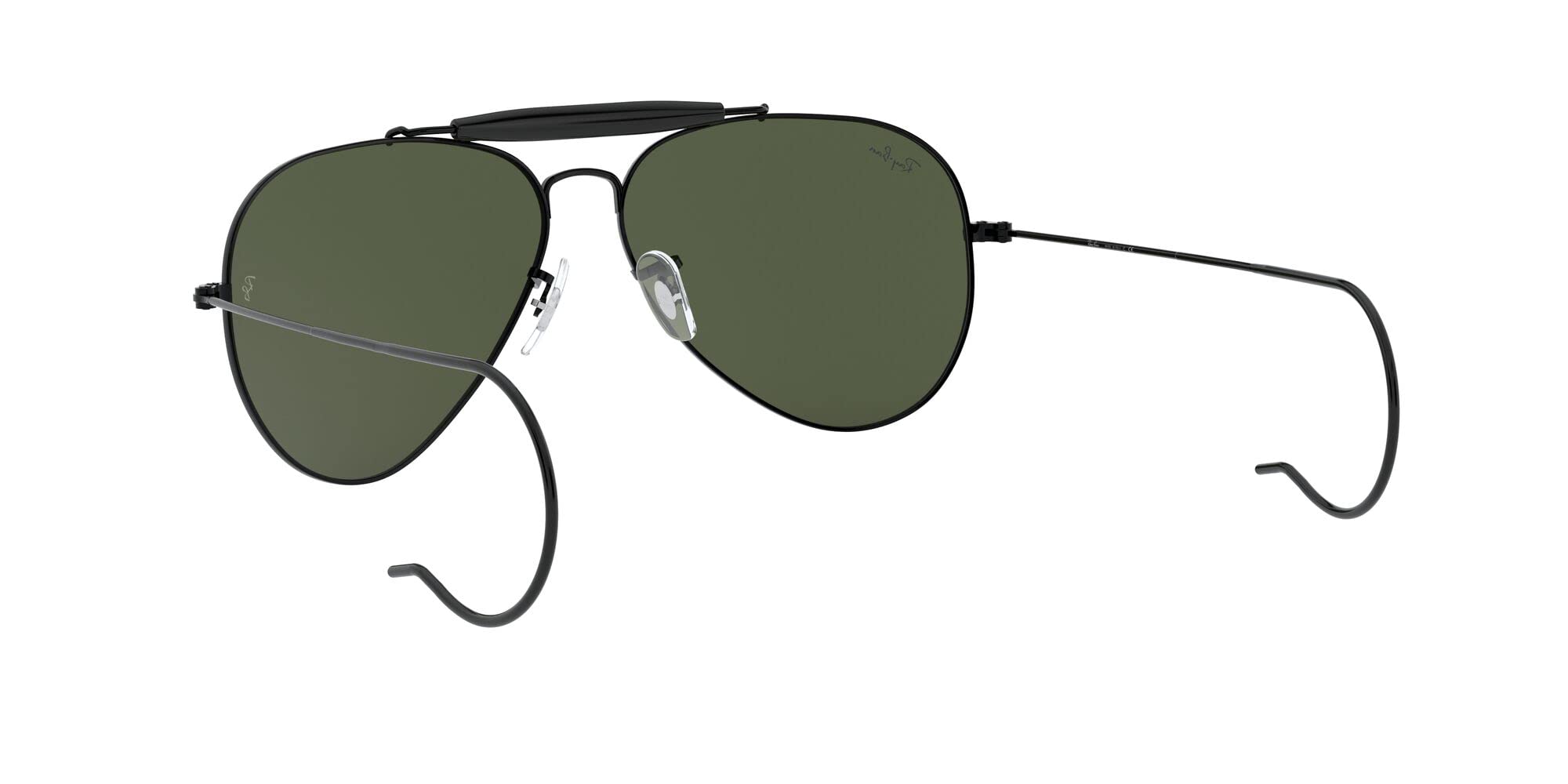 Ray-Ban RB3030 Outdoorsman I Aviator Sunglasses, Black/G-15 Green, 58 mm