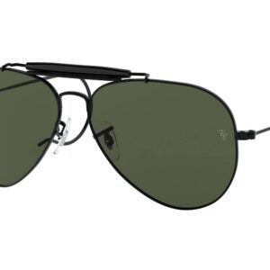 Ray-Ban RB3030 Outdoorsman I Aviator Sunglasses, Black/G-15 Green, 58 mm