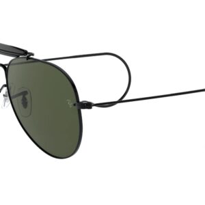 Ray-Ban RB3030 Outdoorsman I Aviator Sunglasses, Black/G-15 Green, 58 mm