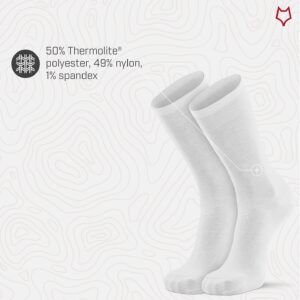 Fox River Men's Standard Therm Ultra-Lightweight Crew Liner Cold Weather & Winter Socks | Moisture-Wicking | Breathable | Warm, White, Large