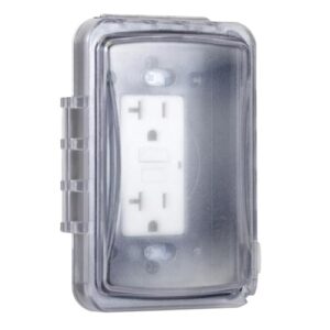 taymac mm110c weatherproof single outlet outdoor receptacle cover, 5/8 inches deep, clear