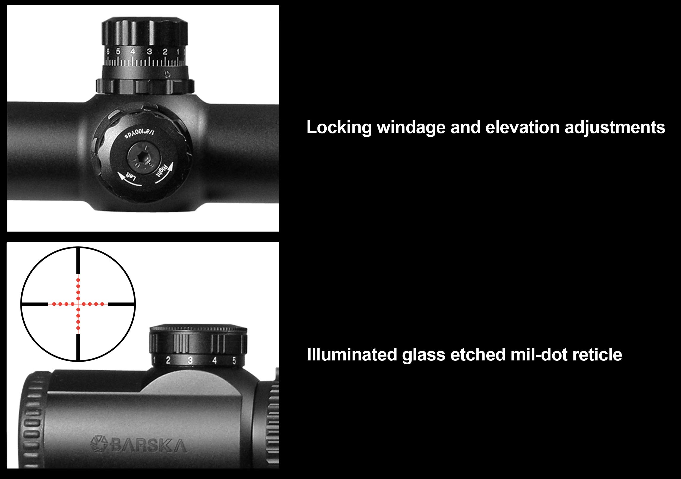 BARSKA 6-24x44 IR SWAT Extreme Tactical 30mm Scope (Black Matte), 6-24x44mm