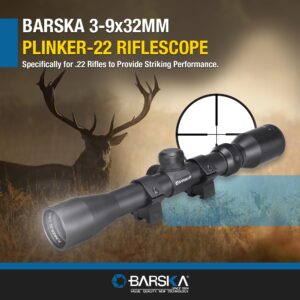 Barska AC10380 Plinker-22 Scope 3-9x32 30/30 Reticle with Rings , Black