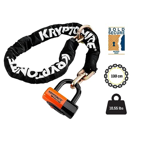 Kryptonite New York 1213 Cinch Ring Bike Chain Lock, 4.2 Feet Long Heavy Duty Anti-Theft Sold Secure Gold Bicycle Chain Lock and Keys for Ultimate Security E-Bike, Motorcycle, Scooter