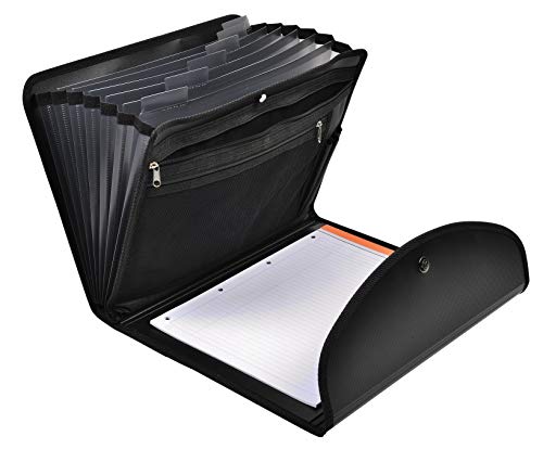 Exacompta - Ref 55834E - Exactive - Conference Folder - 25.5 x 33cm in Size, Suitable for A4 Documents, 13 Customisable Tabs, Writing Pad Supplied - Black