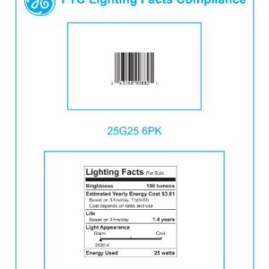 GE Lighting 12983 25-Watt G25 Globe Light Bulb, Crystal Clear