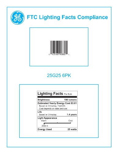 GE Lighting 12983 25-Watt G25 Globe Light Bulb, Crystal Clear