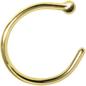 body candy women's solid 14k yellow gold nose hoop 3/8" 20 gauge body piercing screw, one size