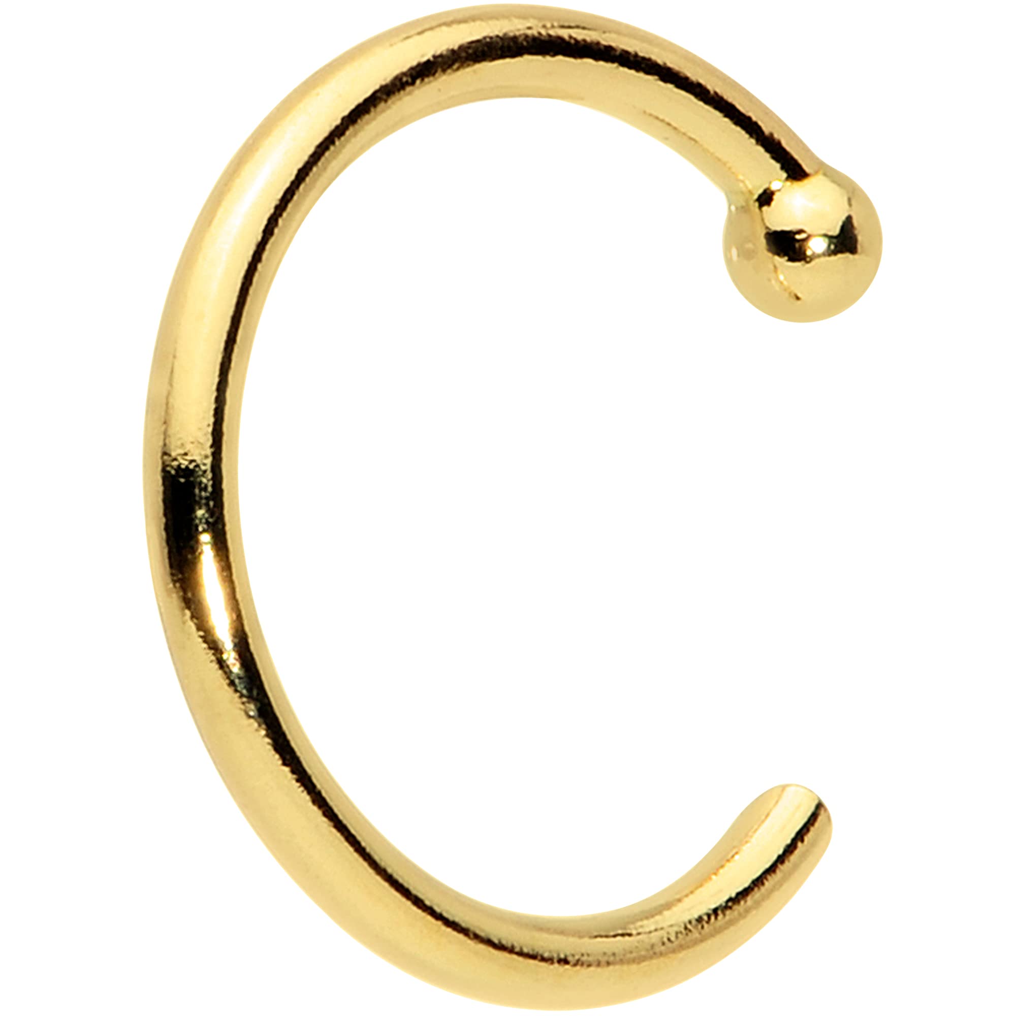 Body Candy Unisex Adult Solid 14k Yellow Gold Nose Stud Hoop 3/8" 18 Gauge Body Piercing