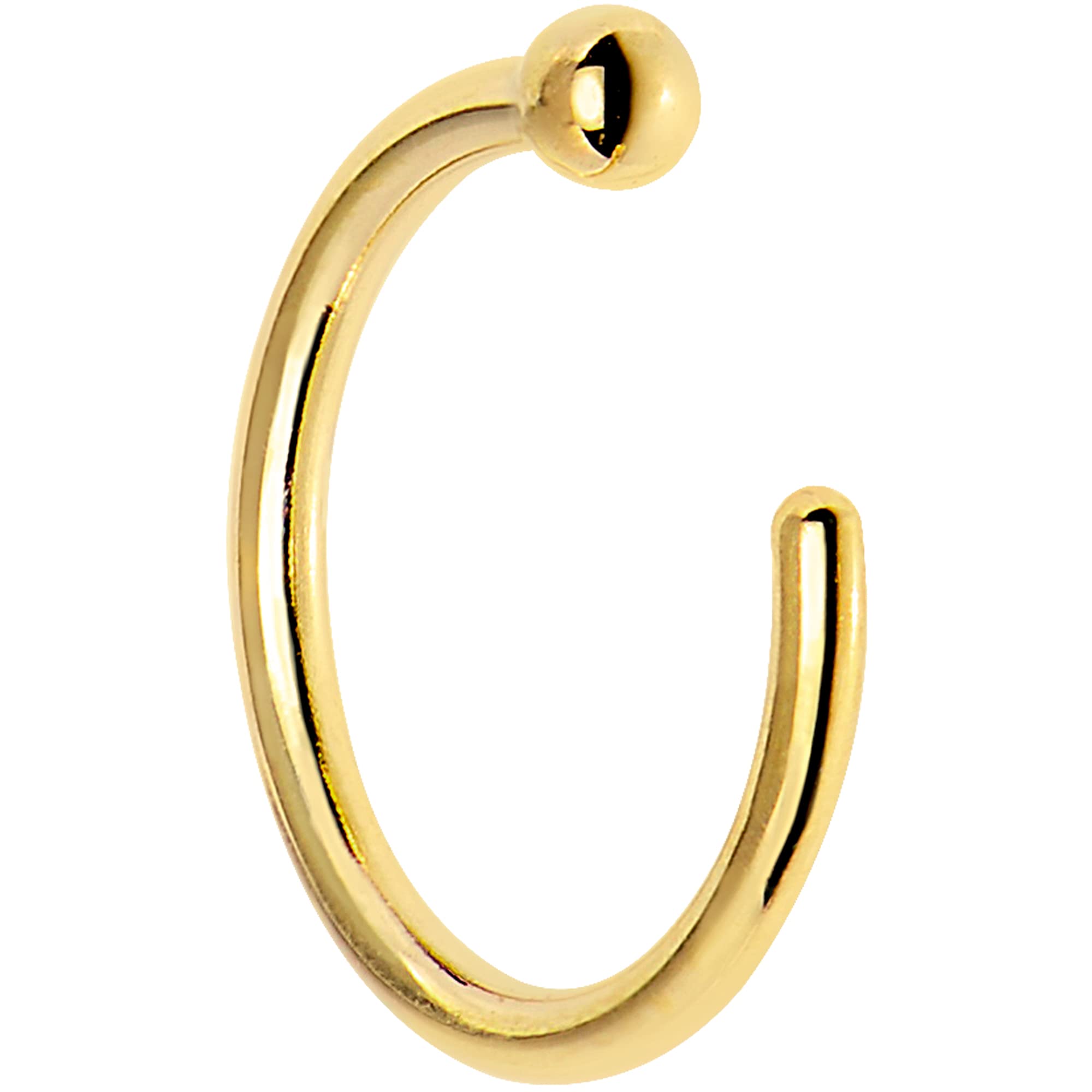 Body Candy Unisex Adult Solid 14k Yellow Gold Nose Stud Hoop 3/8" 18 Gauge Body Piercing