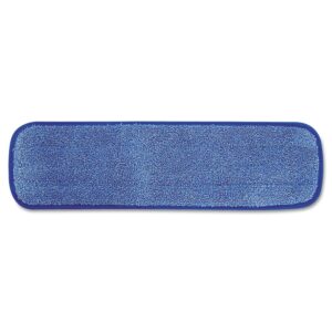 rubbermaid commercial products hygen microfiber room mop pad, 18-inch, blue, single-sided, damp mop head for heavy-duty cleaning on hardwood/tile/laminated floors in kitchen/lobby/office, pack of 12