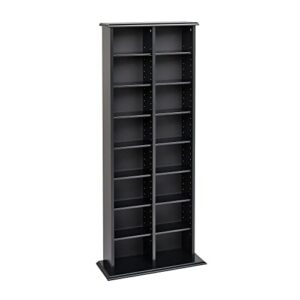 prepac double media (dvd,cd,games) storage tower, black