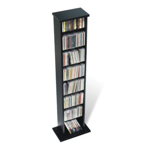 black slim multimedia storage tower