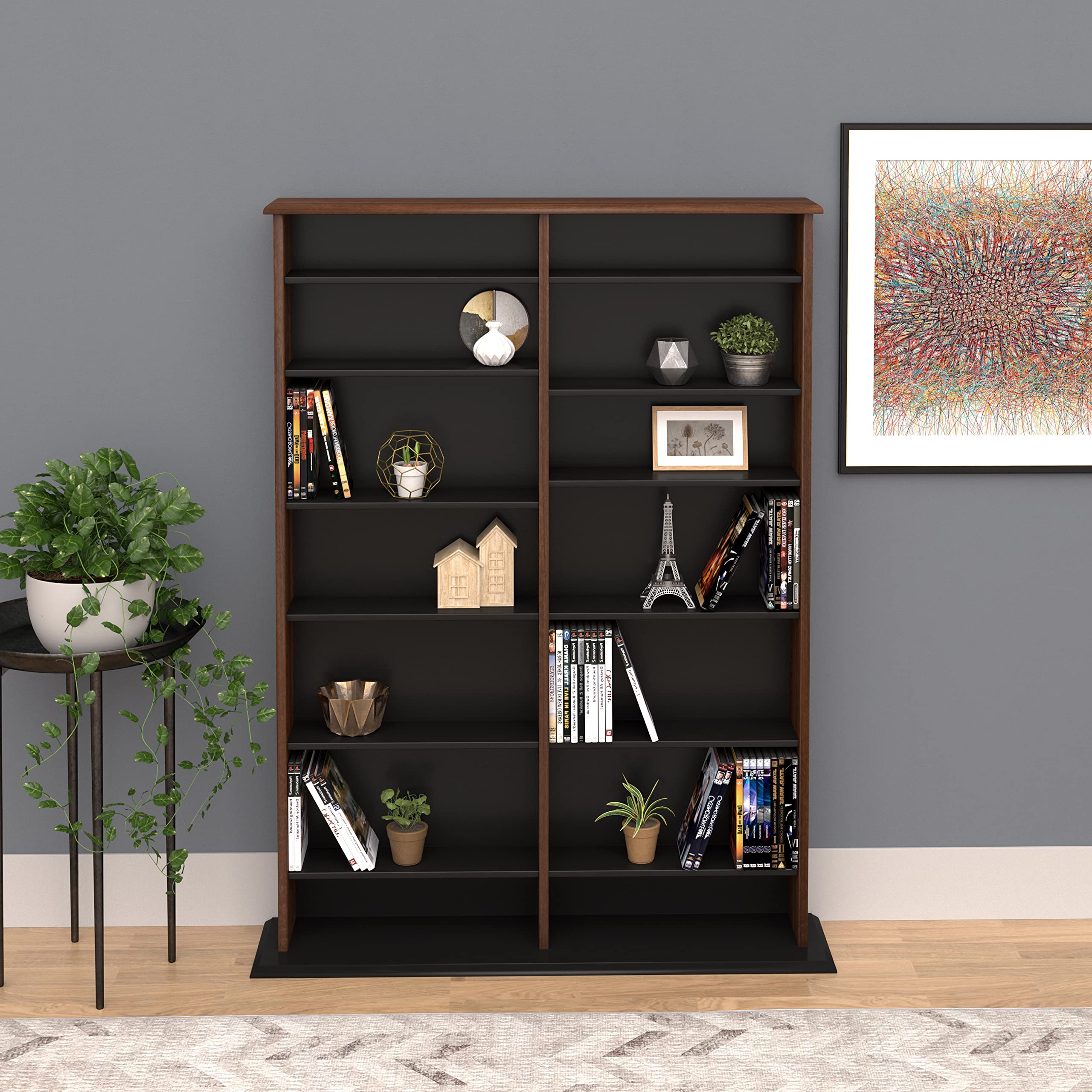 Prepac Double Width Wall Storage, Cherry and Black