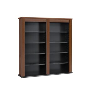 prepac double wall mounted storage, cherry and black