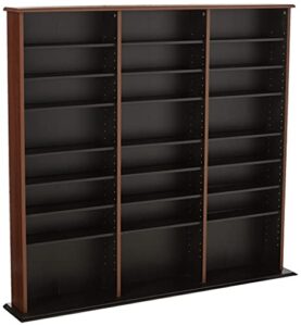 prepac triple width wall storage, cherry and black