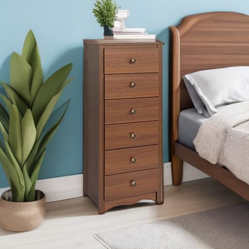 Prepac Sonoma Traditional 6-Drawer Tall Dresser for Bedroom, Functional Bedroom Dresser Chest of Drawers 17.65" D x 23.25" W x 53" H, Cherry, CDC-2354