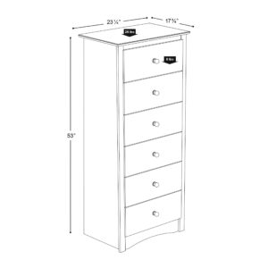 Prepac Sonoma Traditional 6-Drawer Tall Dresser for Bedroom, Functional Bedroom Dresser Chest of Drawers 17.65" D x 23.25" W x 53" H, Cherry, CDC-2354