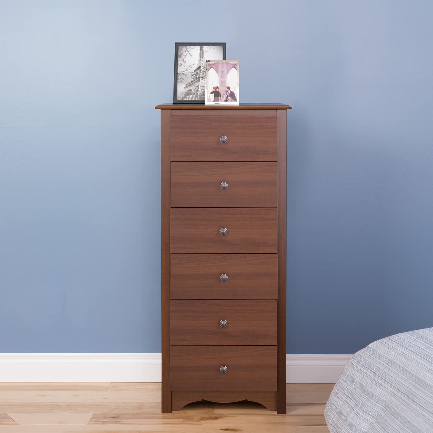 Prepac Sonoma Traditional 6-Drawer Tall Dresser for Bedroom, Functional Bedroom Dresser Chest of Drawers 17.65" D x 23.25" W x 53" H, Cherry, CDC-2354