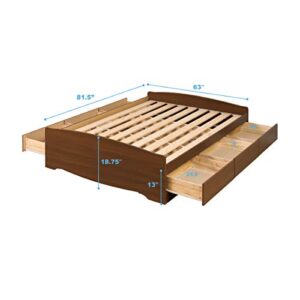 Prepac Mate's Queen 6-Drawer Minimalist Platform Storage Bed, Contemporary Queen Bed with Drawers 81.5" L x 63" W x 18.75" H, Cherry, CBQ-6200-3K