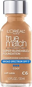 l'oreal paris makeup true match super-blendable liquid foundation, soft sable c6, 1 fl oz,1 count