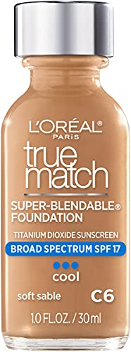 L'Oreal Paris Makeup True Match Super-Blendable Liquid Foundation, Soft Sable C6, 1 Fl Oz,1 Count