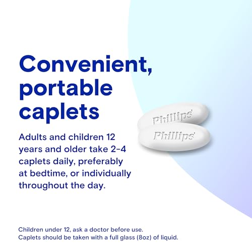 Phillips' Laxative Caplets, With Naturally Sourced Magnesium Supplement for Gentle Relief of Occasional Constipation, Cramp and Stimulant Free Laxatives, 100 Caplets