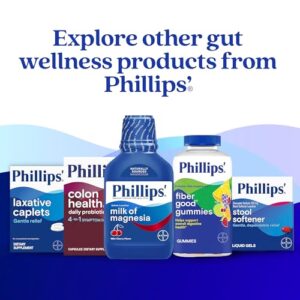 Phillips' Laxative Caplets, With Naturally Sourced Magnesium Supplement for Gentle Relief of Occasional Constipation, Cramp and Stimulant Free Laxatives, 100 Caplets