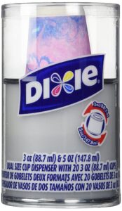 dixie dual size cup dispenser with 20 count 3 ounce cups - designs may vary