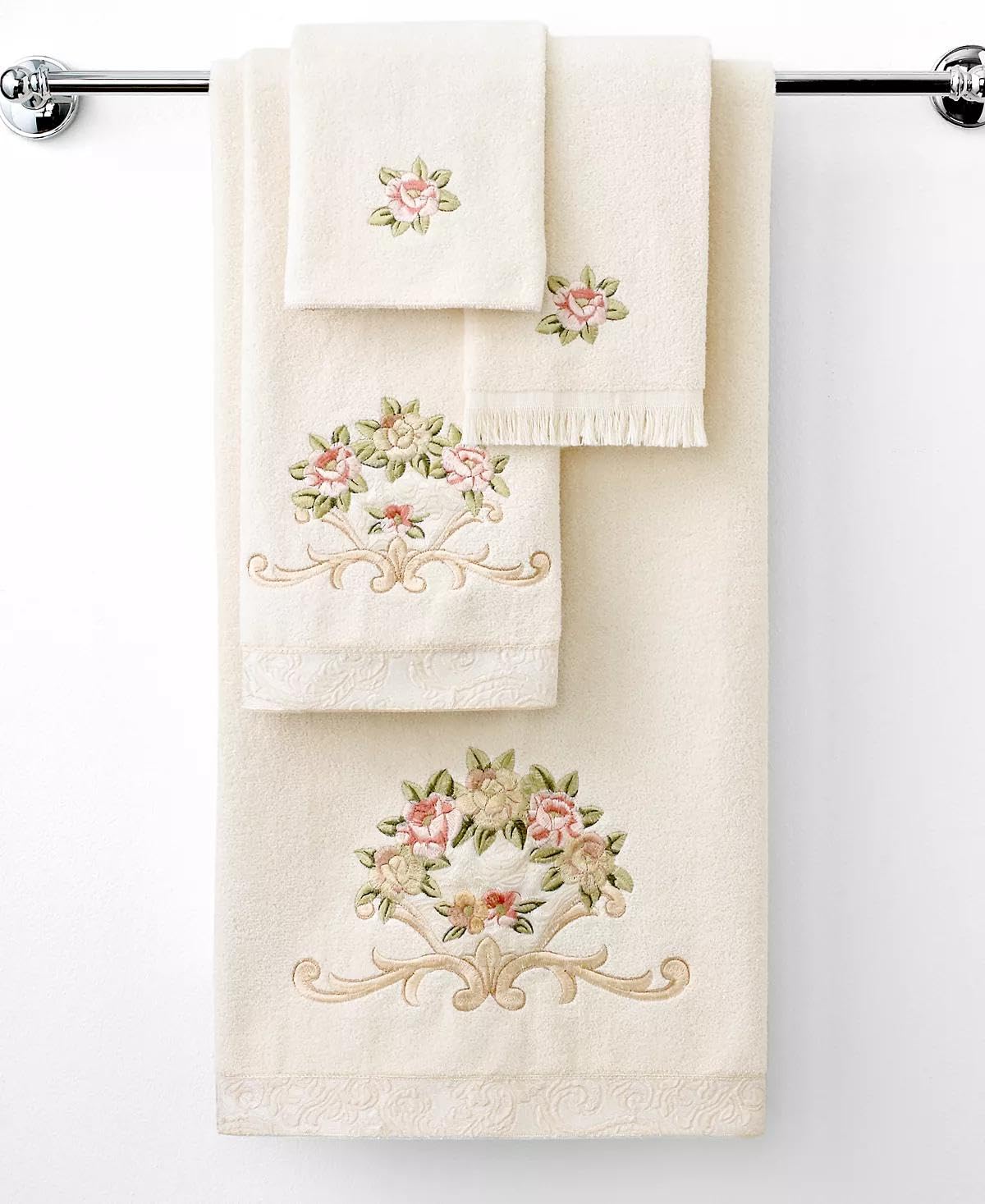 Avanti Linens 5412IVR Rosefan Hand Towel, Ivory, 13.00" x 10.00"