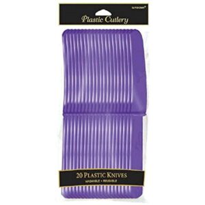 amscan party supplies plastic premium knives, purple, 9.2 x 4 , 20ct