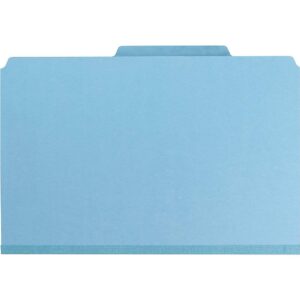 smead pressboard classification file folder with safeshield fasteners, 1 divider, 2" expansion, legal size, blue, 10 per box (18730)