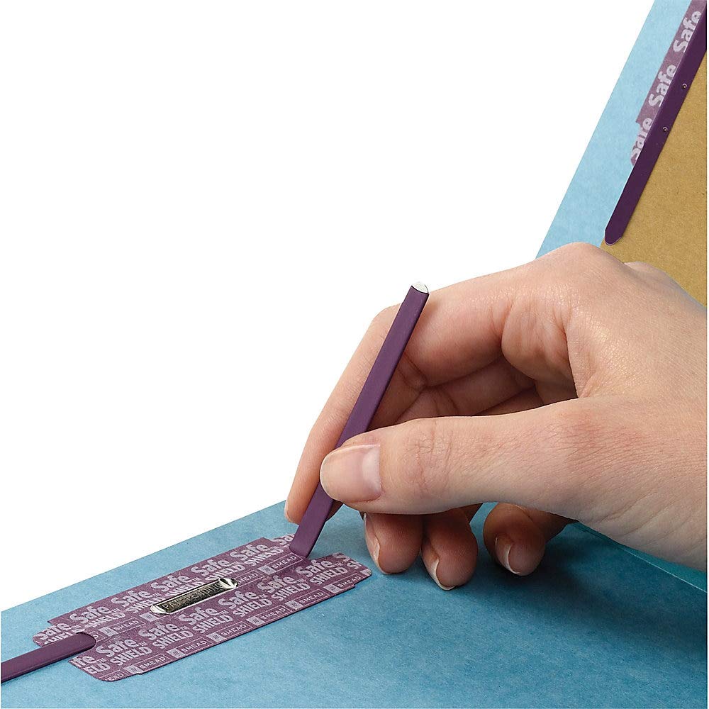 Smead Pressboard Classification File Folder with SafeSHIELD Fasteners, 1 Divider, 2" Expansion, Legal Size, Blue, 10 per Box (18730)